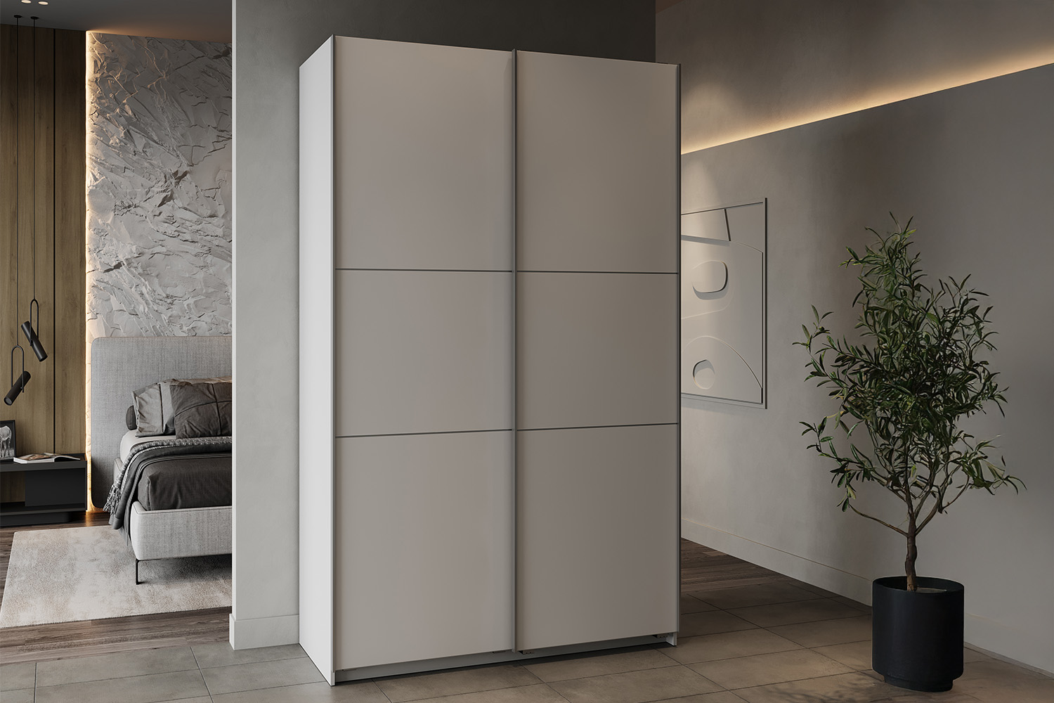 Ghost 2m Wardrobe with 2 Sliding Doors | White | Ireland