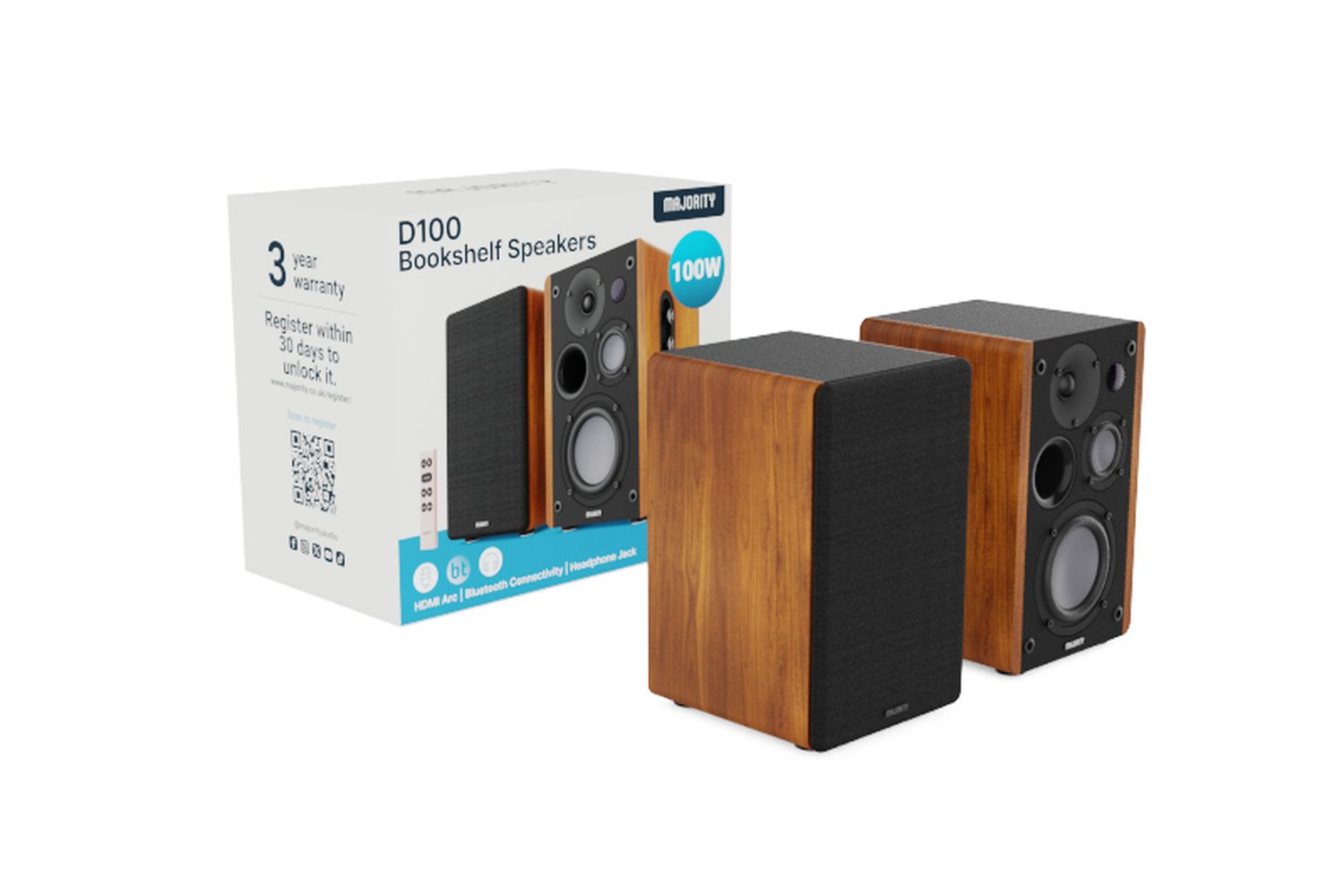 Majority D100 Bookshelf Speakers | Hi-fi Audio | Metal Speaker Cones ...