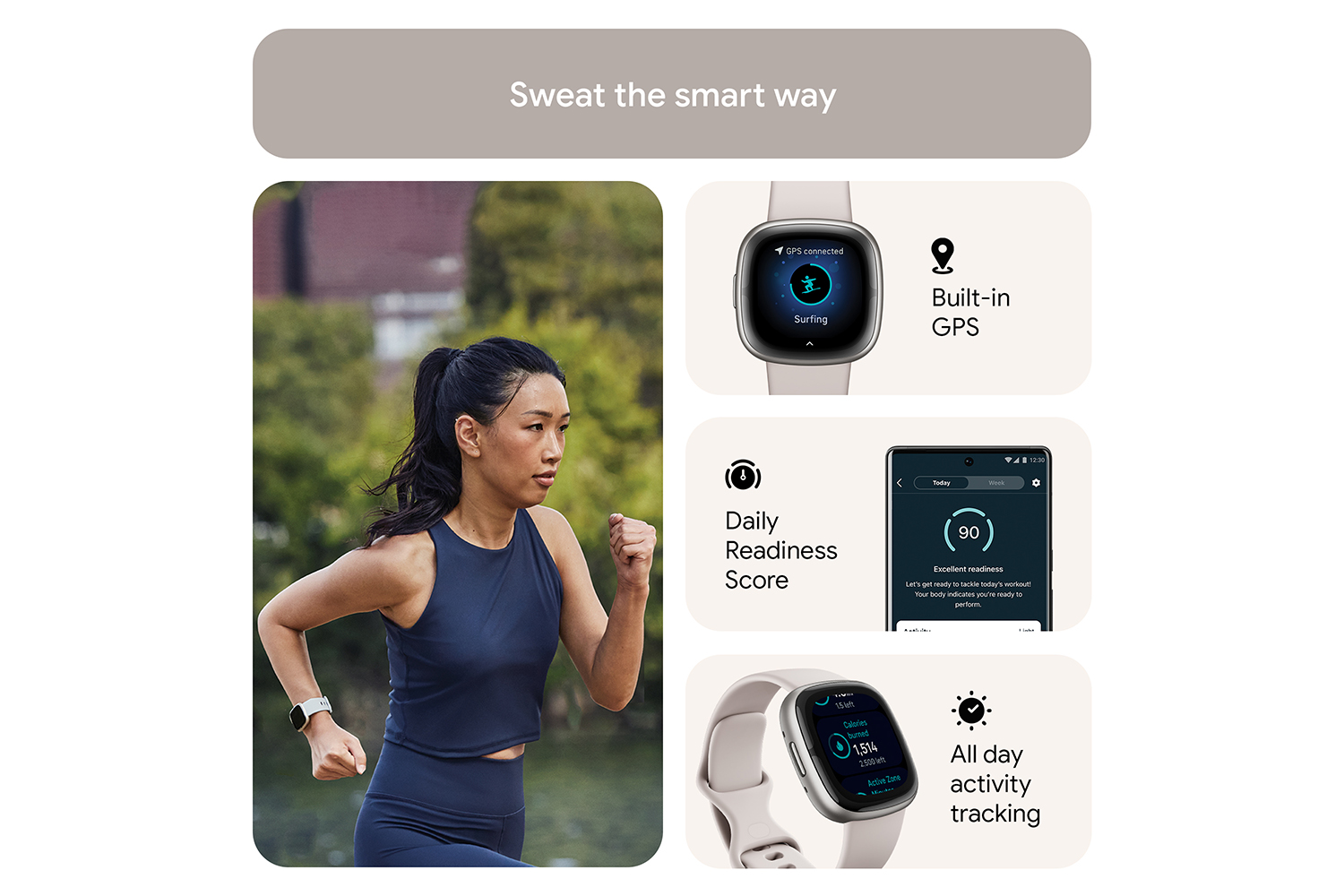 Fitbit Sense 2 Smartwatch | Lunar White & Platinum | Ireland