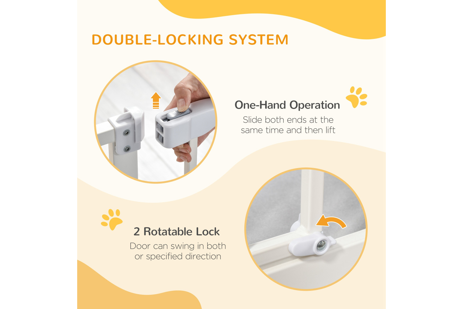 PawHut D06-097 Pressure Fitted Pet Safety Gate with Auto Close Double ...