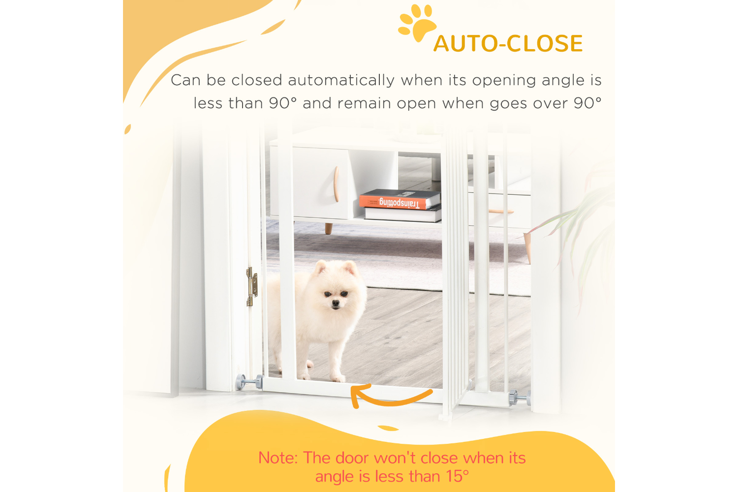 PawHut D06-097 Pressure Fitted Pet Safety Gate with Auto Close Double ...