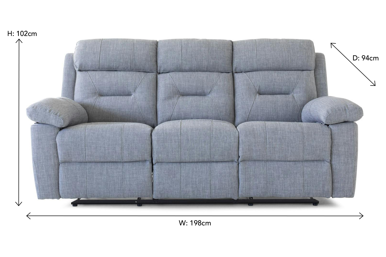 Shelli 3 Seater Sofa Recliner Grey