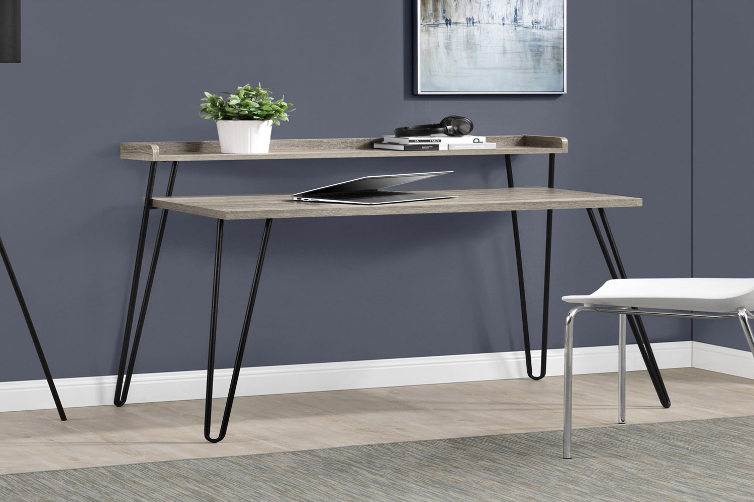 Dorel Haven Retro Desk with Riser | Grey Oak | Ireland