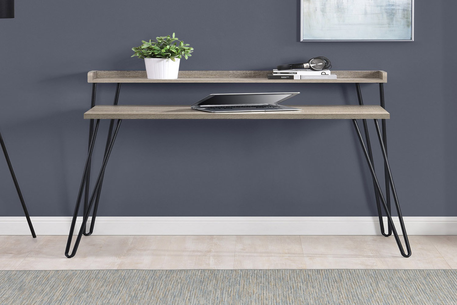 Dorel Haven Retro Desk with Riser | Grey Oak | Ireland