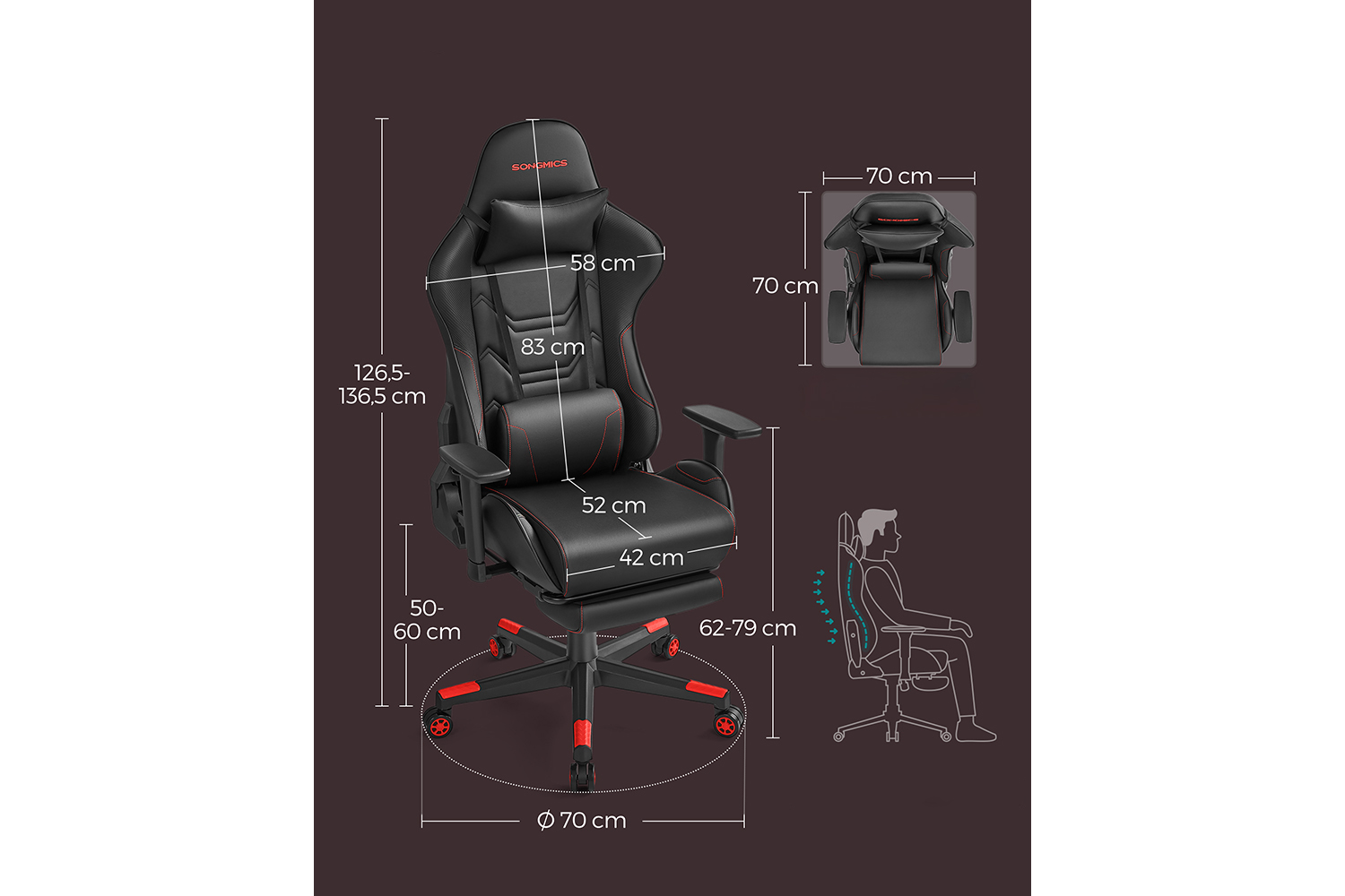 Songmics Ergonomic Office Chair | Black/Red | Ireland