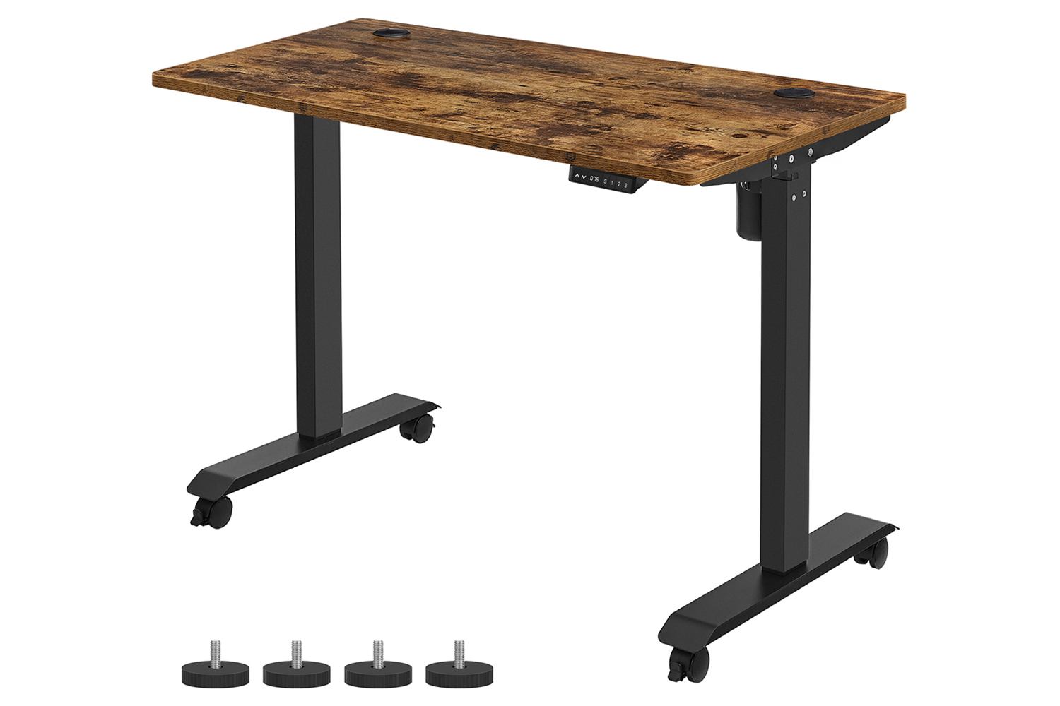 Songmics Height Adjustable Electric Desk | Vintage Brown/Black | 70 x ...