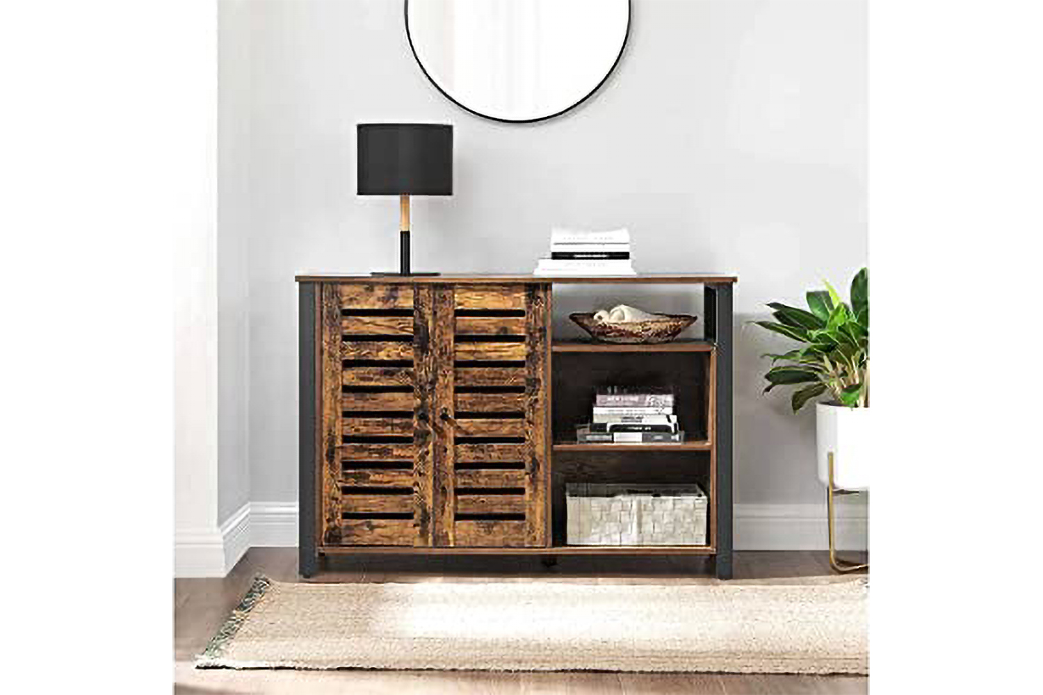 Vasagle Storage Cabinet Sideboard with 2 Doors | Vintage Brown/Black ...