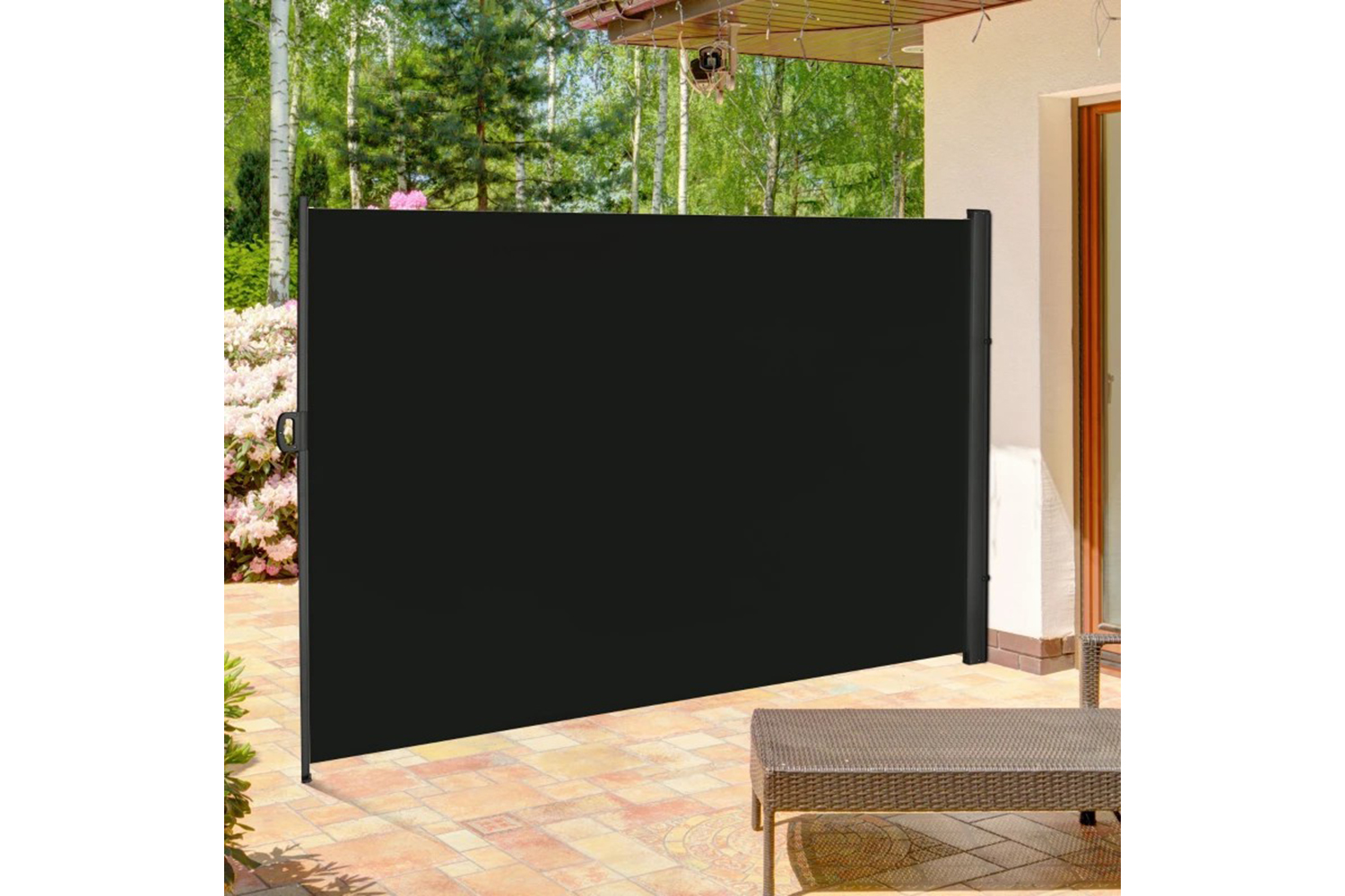 Outsunny Retractable Sun Side Awning Screen | Black | Ireland